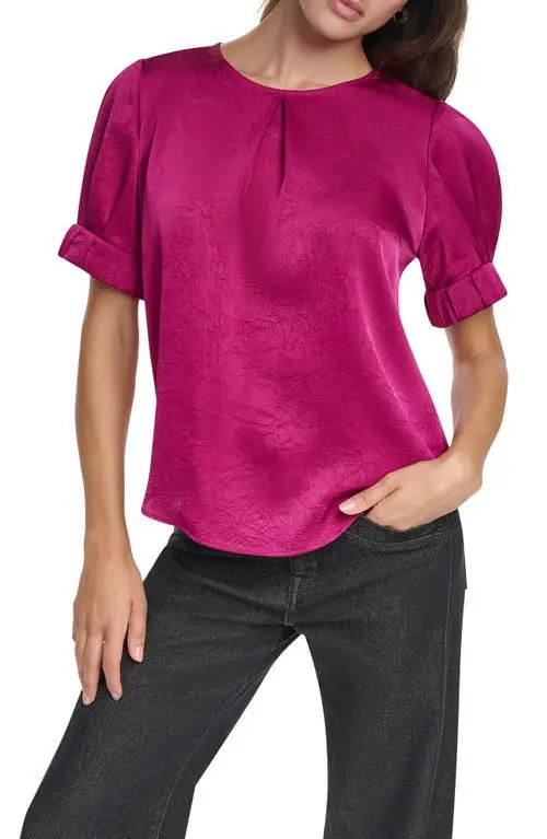 Dkny Textured Satin Shirt - Raspberry