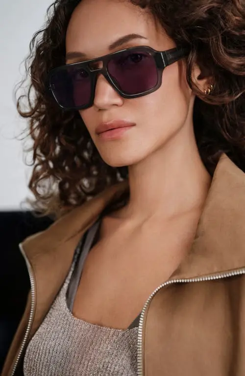 Quay Why Not 54mm Aviator Sunglasses - Charcoal/iris
