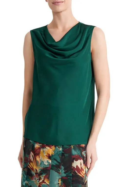 KASPER Cowl Neck Sleeveless Top - Evergreen