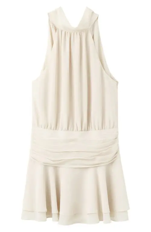 Mango Pleated Detail Sleeveless Dress - Ecru