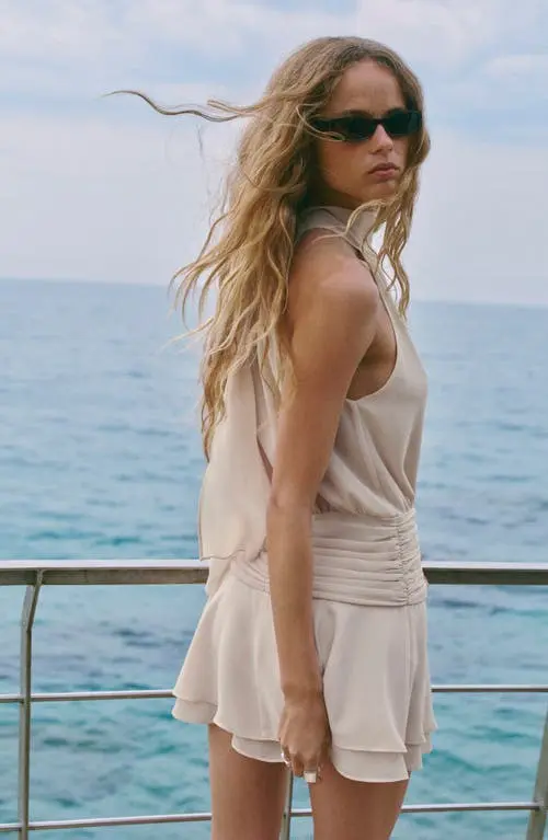 Mango Pleated Detail Sleeveless Dress