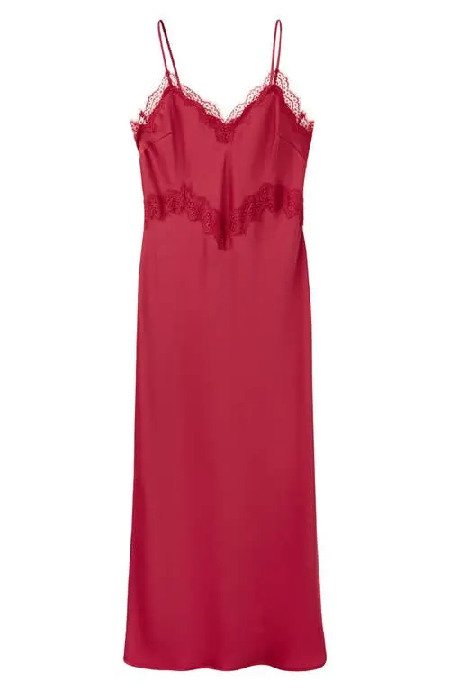 Mango Lace Trim Satin Slipdress - Red