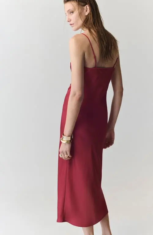 Mango Lace Trim Satin Slipdress