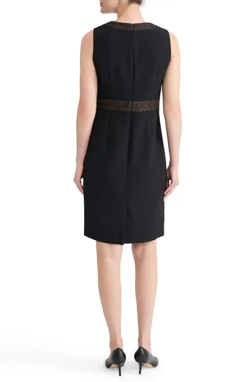 KASPER Sleeveless Sheath Dress With Tweed Trim