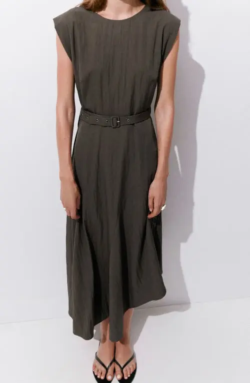 Mango Belted Sleeveless Asymmetric Dress