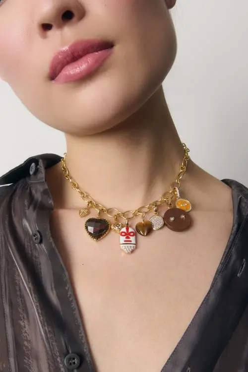 ANNA MACCIERI ROSSI Wood Heart & Star Diamond Charm In 18k Yellow Gold
