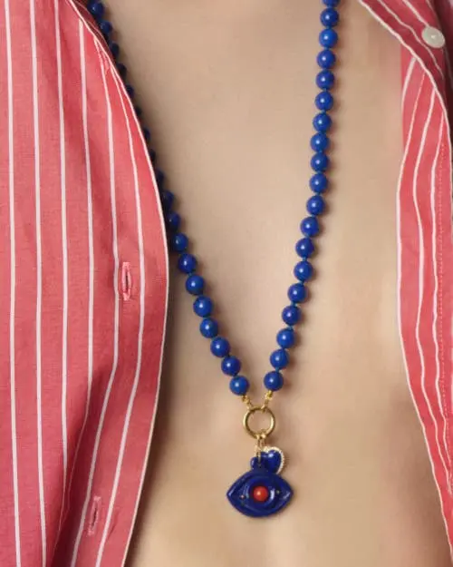 TEN THOUSAND THINGS Lapis And Coral Evil Eye Charm