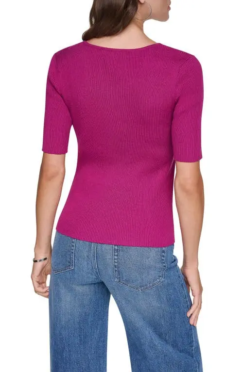 Dkny Grommet Rib Sweater - Raspberry