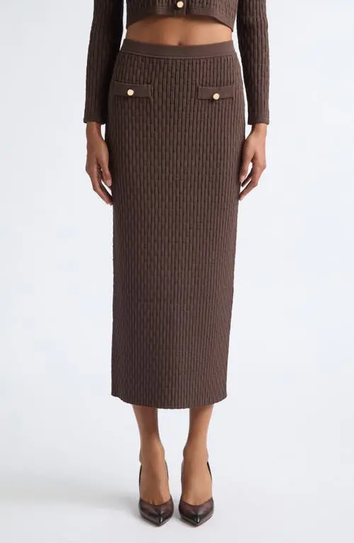 TOCCIN Milla Ribbed Midi Skirt - Espresso