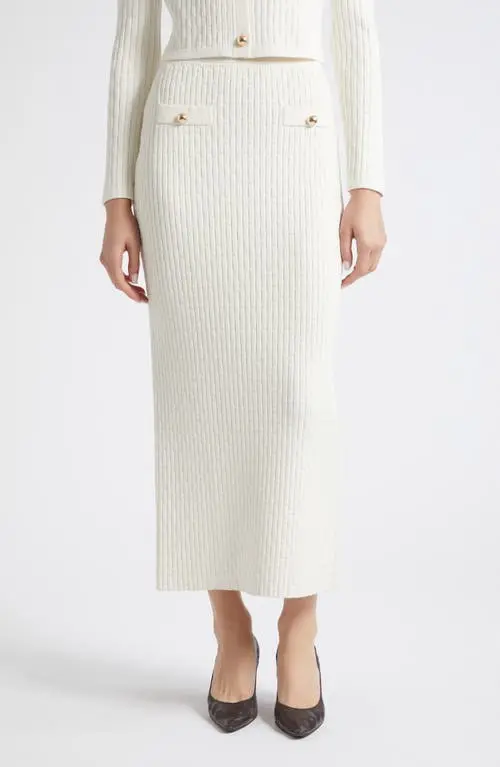 TOCCIN Milla Ribbed Midi Skirt - Ivory