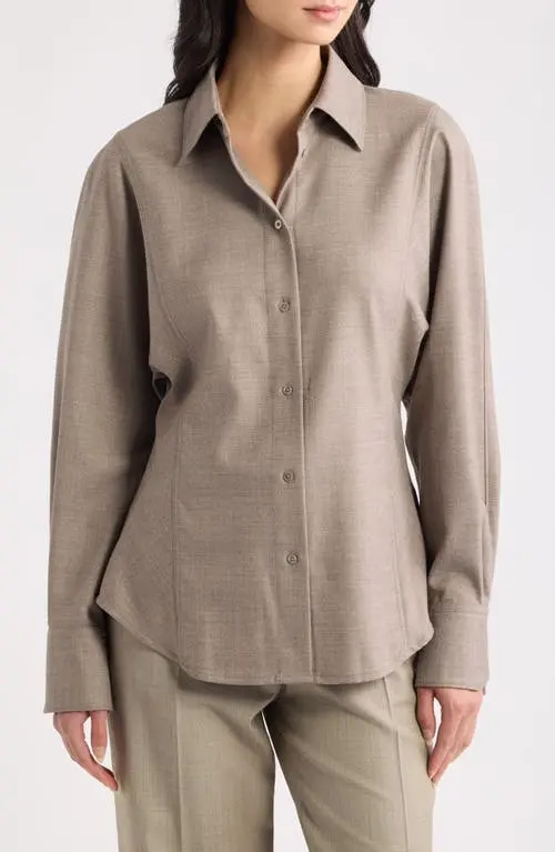 BOSS Slim Fit Flannel Button-up Shirt - Bisque Melange