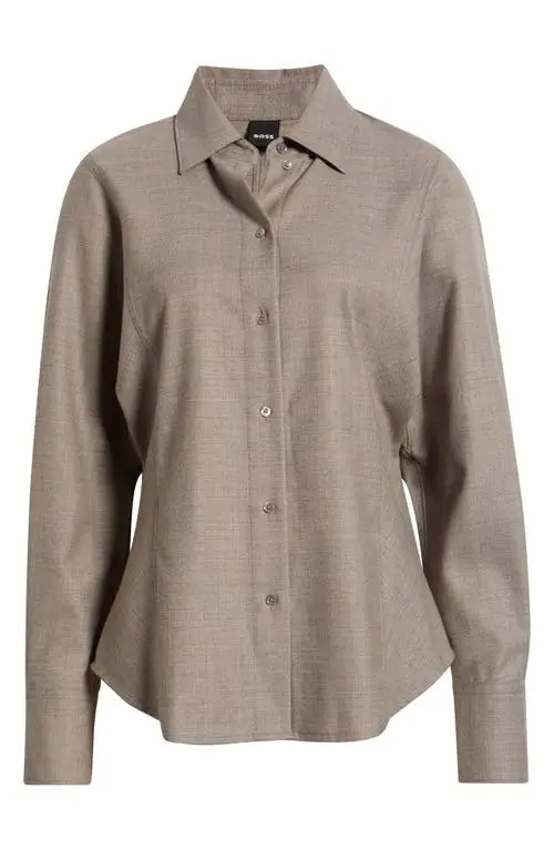 BOSS Slim Fit Flannel Button-up Shirt - Bisque Melange