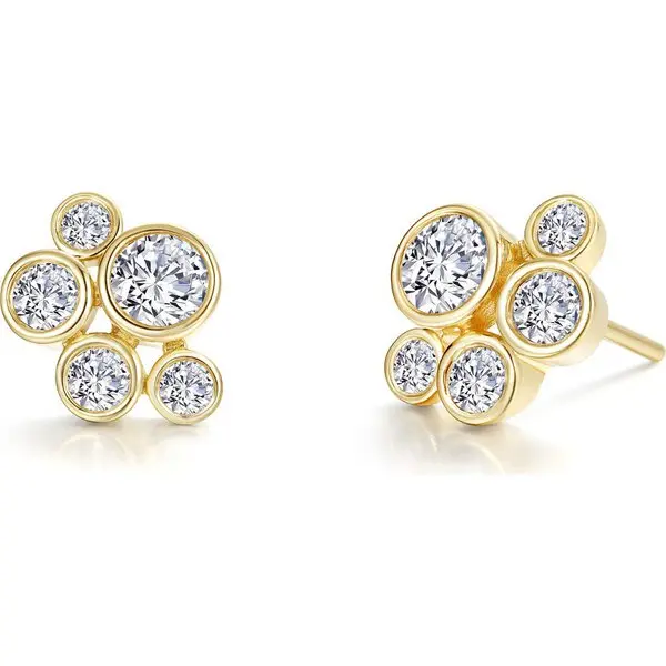 Lafonn Bubble Cluster Simulated Diamond Bezel Stud Earrings - White/gold