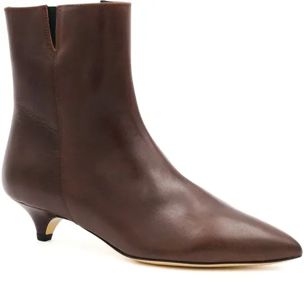 AMALFI BY RANGONI Amaretto Pointed Toe Leather Bootie - Caoba