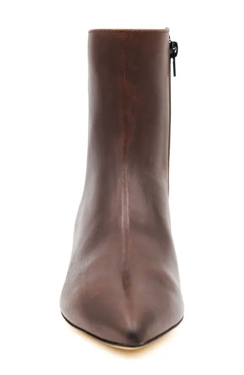 AMALFI BY RANGONI Amaretto Pointed Toe Leather Bootie - Caoba