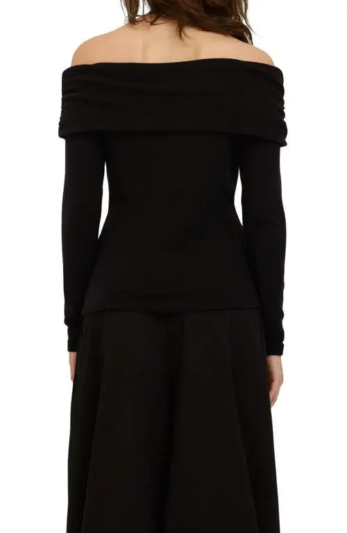 PROJECT SOCIAL T Studio City Foldover Off The Shoulder Top - Black