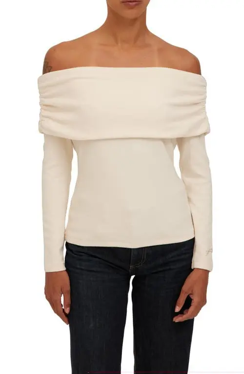 PROJECT SOCIAL T Studio City Foldover Off The Shoulder Top - Cream
