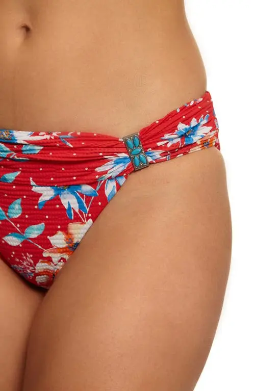 BECCA By Rebecca Virtue Embellished Mixed Print Hipster Bikini Bottoms