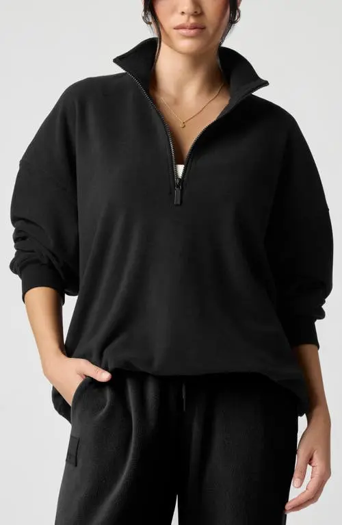 FLORENCE BY MILLS Polar Fleece Quarter Zip Sweatshirt - Black