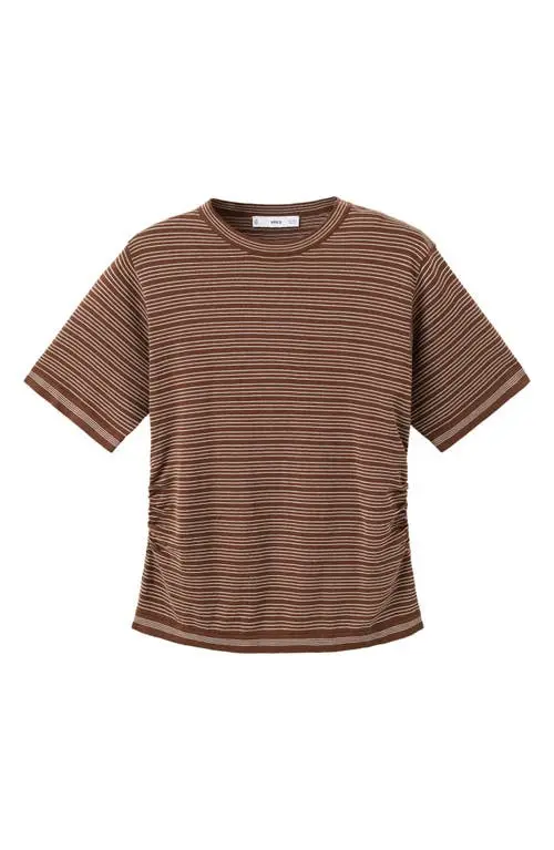 Mango Stripe Short Sleeve Sweater - Chocolate