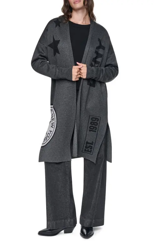 Dkny Metallic Oversize Open Front Cardigan - Asphalt