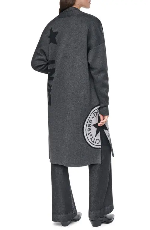 Dkny Metallic Oversize Open Front Cardigan - Asphalt