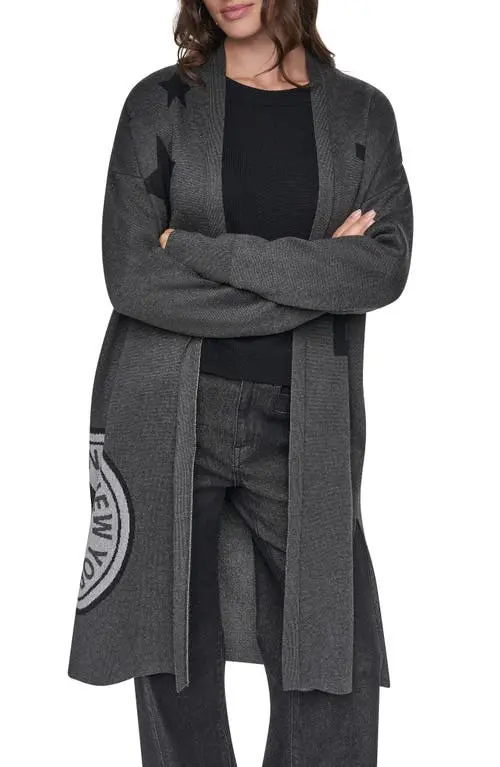 Dkny Metallic Oversize Open Front Cardigan - Asphalt
