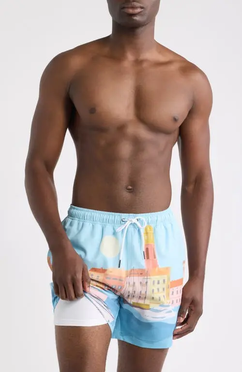 MAVRANS St. Tropez" Swim Trunks With Coastal Print