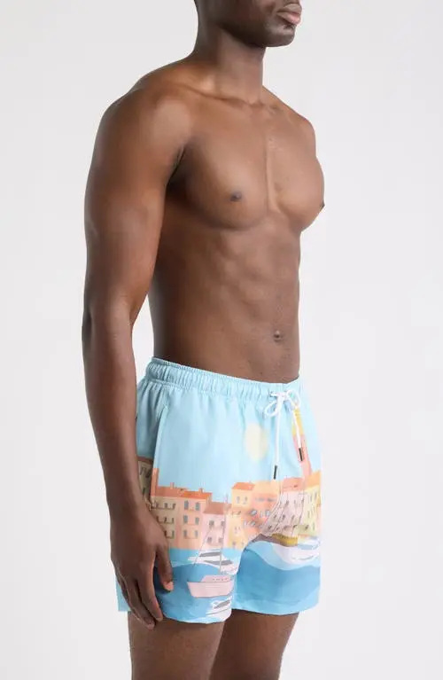 MAVRANS St. Tropez" Swim Trunks With Coastal Print