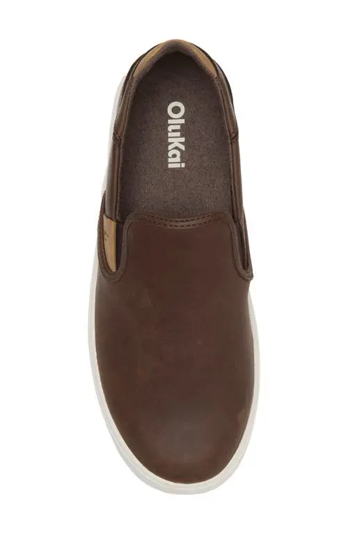 Olukai Lae'ahi 'ili Leather Slip-on Sneakers - Dark Java/dark Java