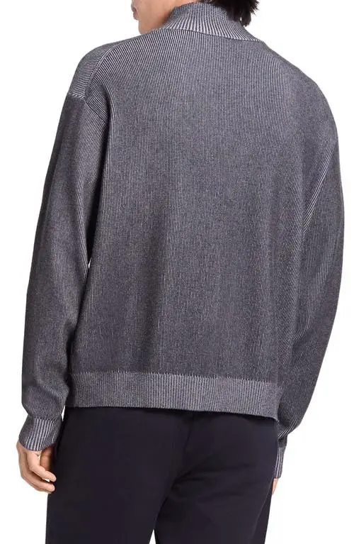 Theory Lightweight Bilen Performance Quarter Zip Sweater - Charcoal