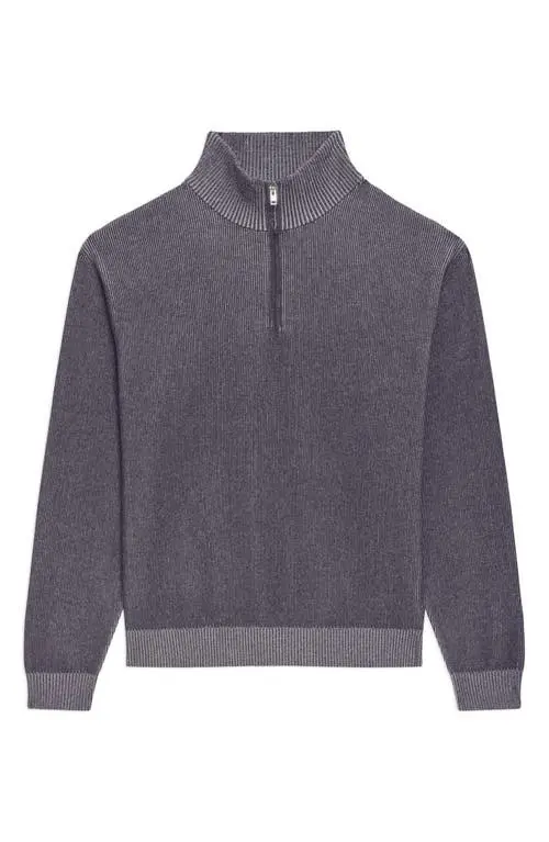 Theory Lightweight Bilen Performance Quarter Zip Sweater - Charcoal