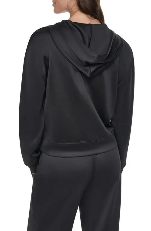 Dkny Chain Cord Front Zip Hoodie - Black