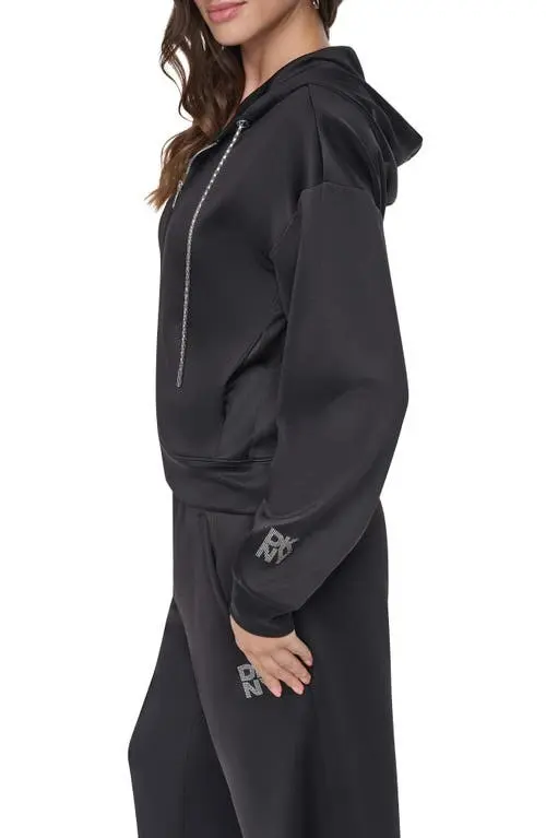 Dkny Chain Cord Front Zip Hoodie - Black