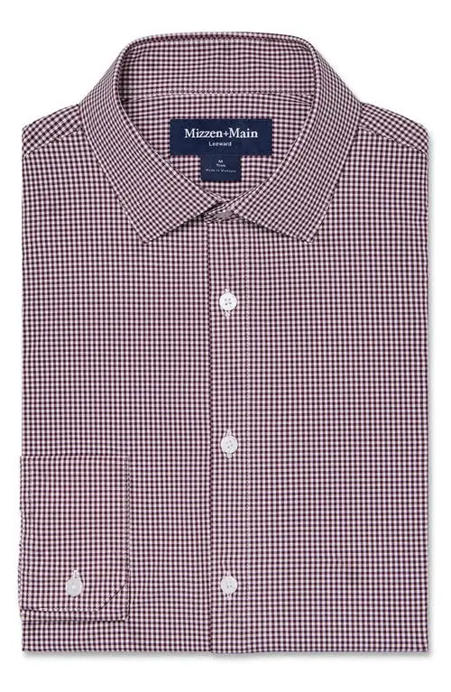Mizzen+main Leeward Trim Fit Gingham Performance Button-up Shirt - Merlot Peter Gingham