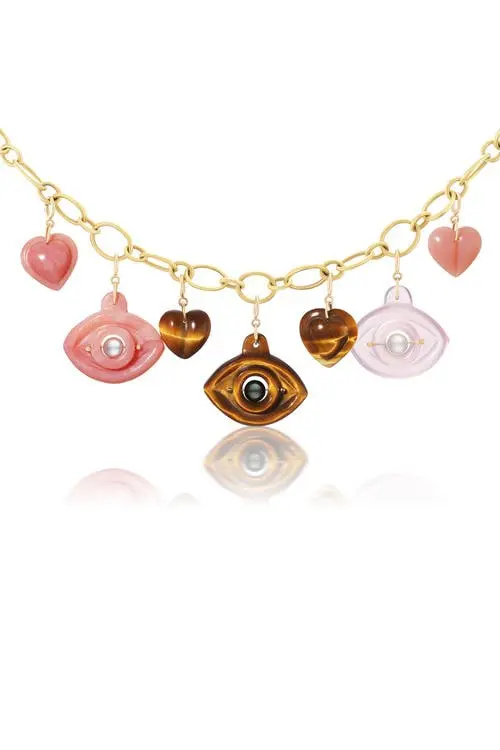 TEN THOUSAND THINGS Mini Split Heart Charm - Pink Opal