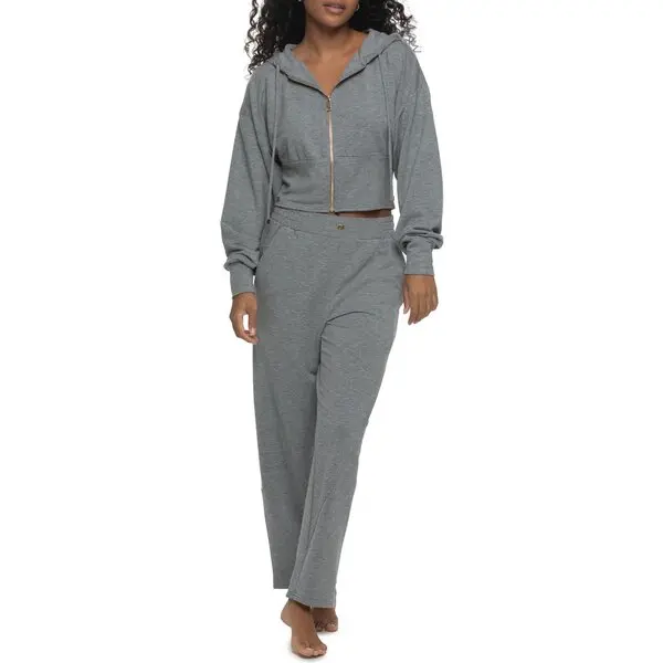 Felina Emery Hoodie & Pants Lounge Set - Heather Gray