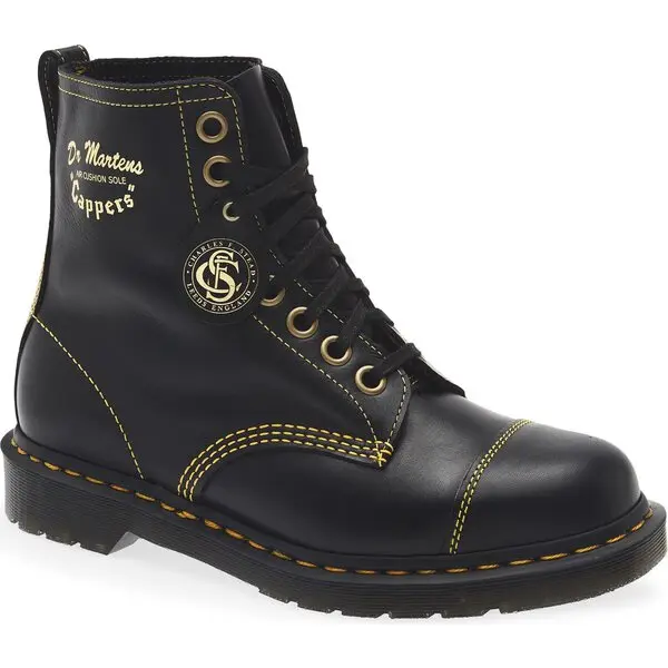Dr. Martens Cappers 8-eye Cap Toe Leather Boot - Black