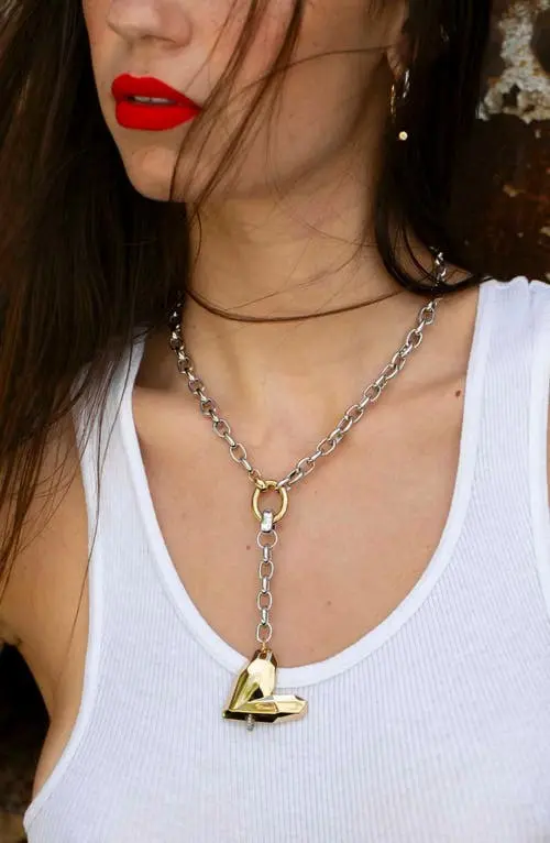Demarson Con Amor Heart Lariat Necklace