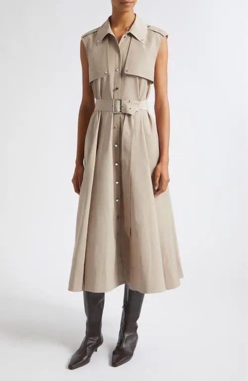 TOCCIN Gail Button Front Midi Dress - Taupe