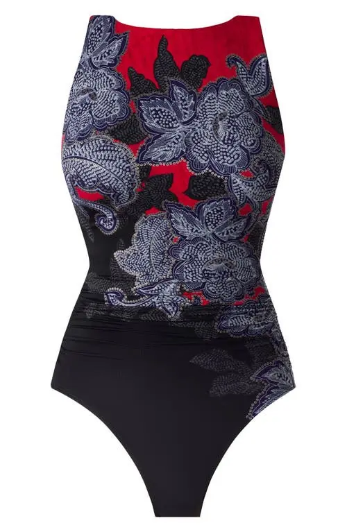 Miraclesuit Steel Magnolias Regatta High Neck One-piece Swimsuit - Black/multi