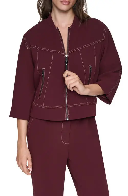 Dkny Contrast Stitch Jacket - Cabernet