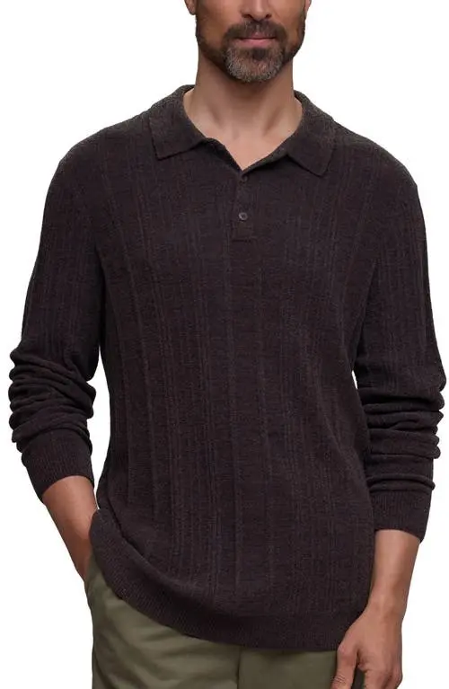 Barefoot Dreams Cozychic Ultra Lite® Long Sleeve Rib Polo - Espresso