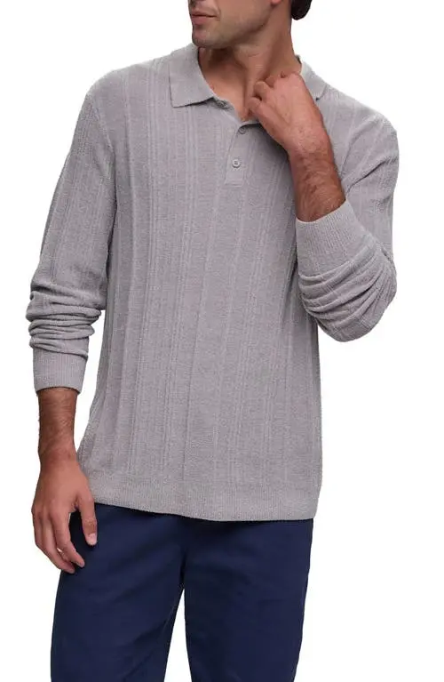 Barefoot Dreams Cozychic Ultra Lite® Long Sleeve Rib Polo - Pewter