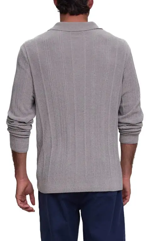 Barefoot Dreams Cozychic Ultra Lite® Long Sleeve Rib Polo - Pewter