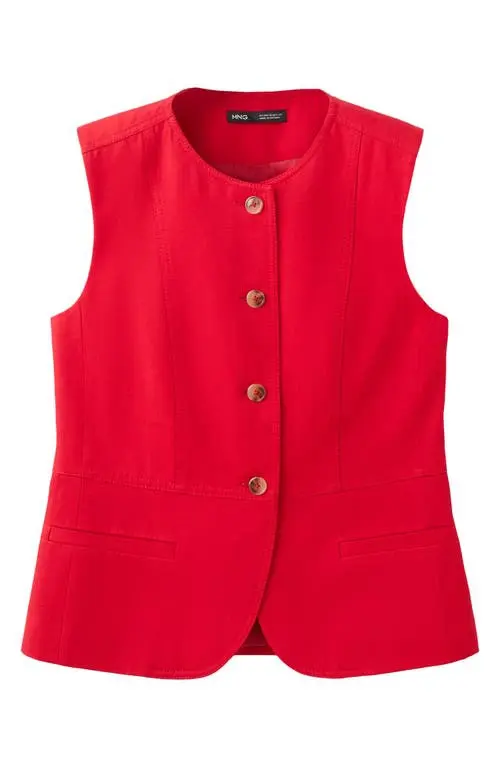 Mango Button Vest - Red