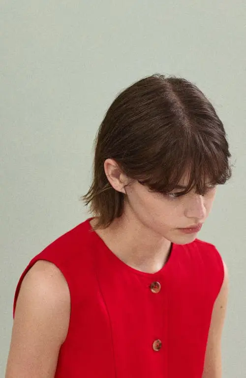 Mango Button Vest - Red