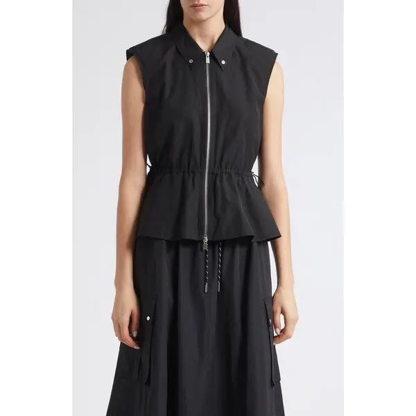 TOCCIN Lyra Zip Front Sleeveless Top - Jet