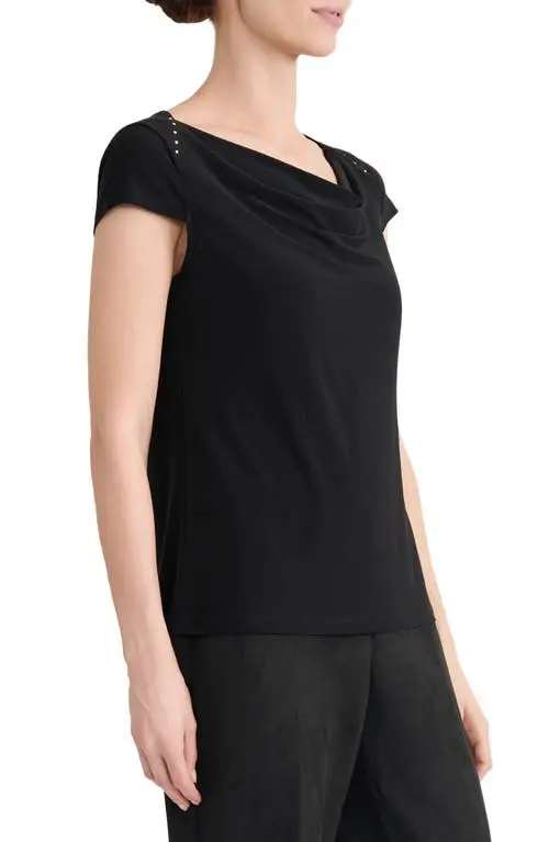 KASPER Cowl Neck Top - Black