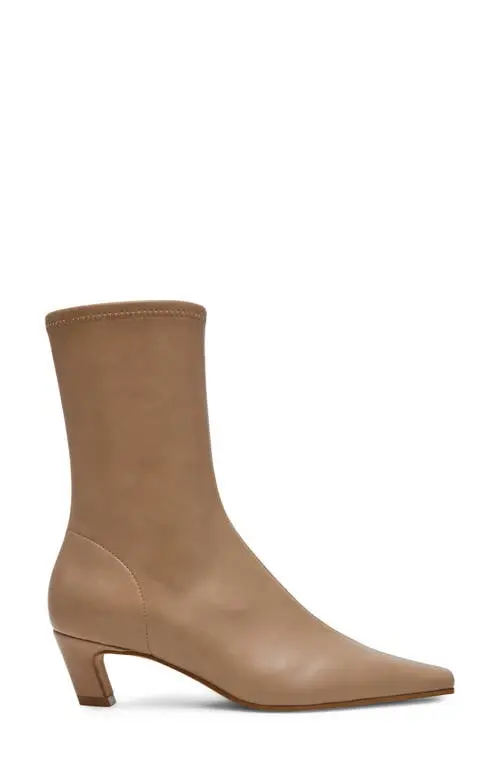Steve Madden Kimmens Faux Leather Bootie With Kitten Heel And Square Toe - Taupe